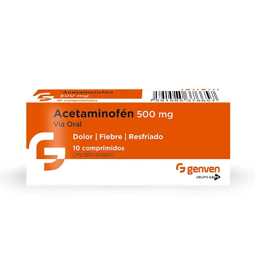 Acetaminofen 500mg x 10 comprimidos | Genven | Farma Vital