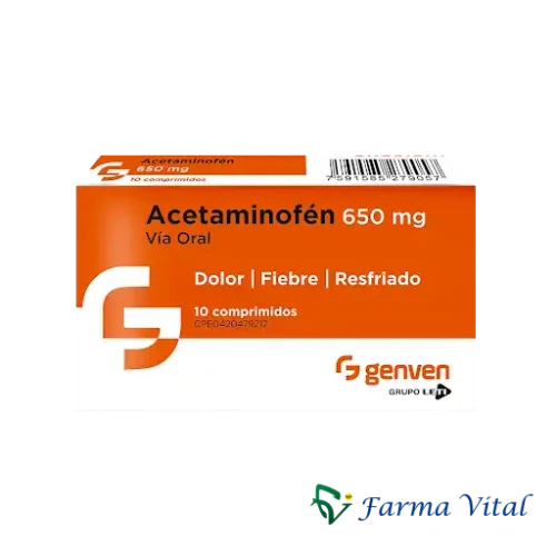 Acetaminofen 650mg x 10 comprimidos | Genven | Farma Vital