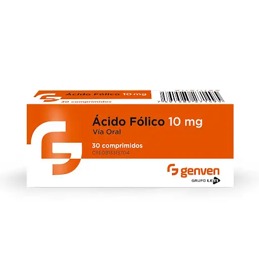 Acido Folico 10mg X 30 comprimidos | Genven | Farma Vital